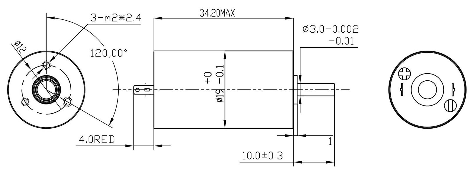Coreless Brush DC Motor 19mm